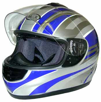 Buy MEDIUM SILVER and BLUE DOT MOTORCYCLE FULL FACE BIKE HELMET in ...